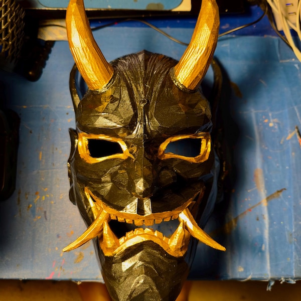 Dark Samurai Oni Mask - Digital STL File for 3D Printing - Hannya ...