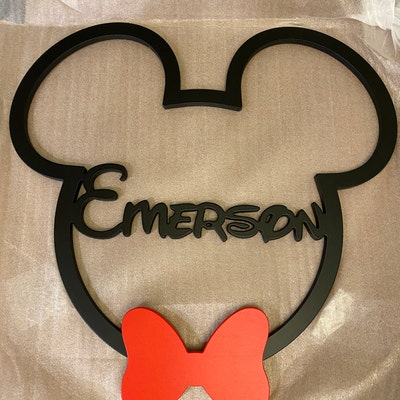 Wooden Mickey Mouse, Disney Mickey Mouse With Bow Tie, Wooden Name Sign ...