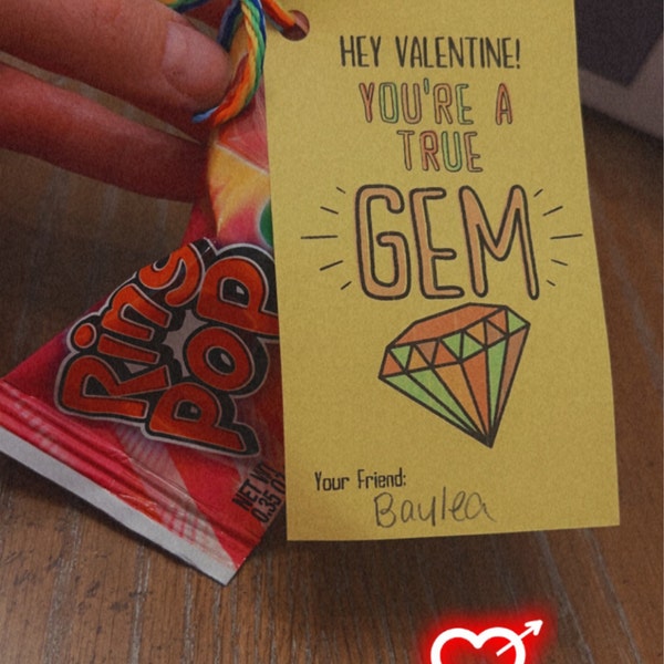 PRINTABLE Valentine Card, Ring Pop Valentine Card, Printable Classroom ...