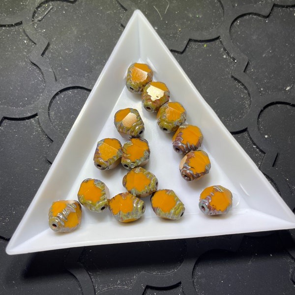 Czech Glass 18x7mm Spindle Beads Bohemian Focal Beads / Boho Accent ...