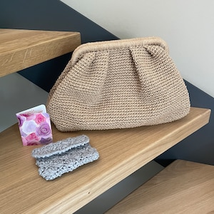 Small Raffia Beige Clutch Bag for Women Straw Knitted Raffia Bag Pouch ...