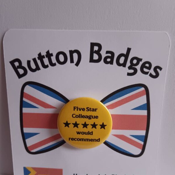Five Star Colleague Button Badge Recommended - Etsy UK