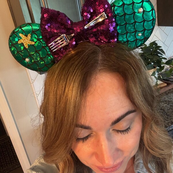 Mermaid Mouse Ears, Mermaid Minnie Ears, Little Mermaid Minnie Ears ...