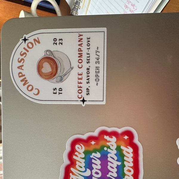 Compassion Coffee Shop Logo Sticker - Handmade, OCD, Mental Health ...