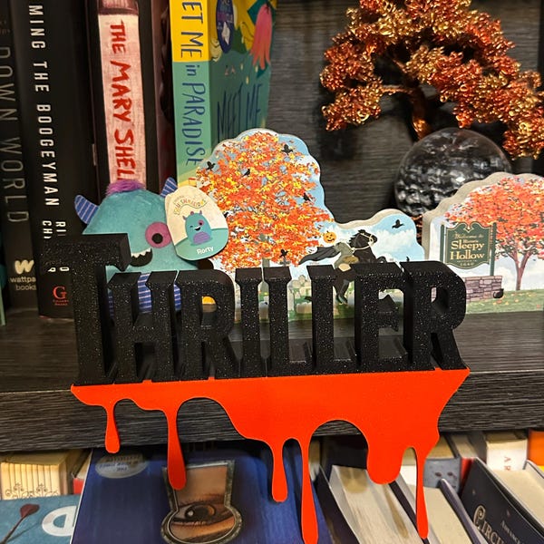 Thriller Library Decor Bookshelf Genre Sign Book Lover Gift Custom ...