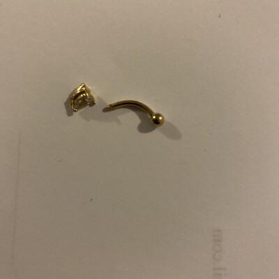 Golden Tear Drop Rook Piercing Curved Barbell..prung Set 16g..8mm..3mm ...