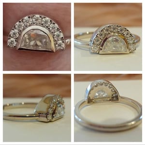 Square Halo Wedding Ring Guard ,moissanite Diamond Solitaire Engagement ...