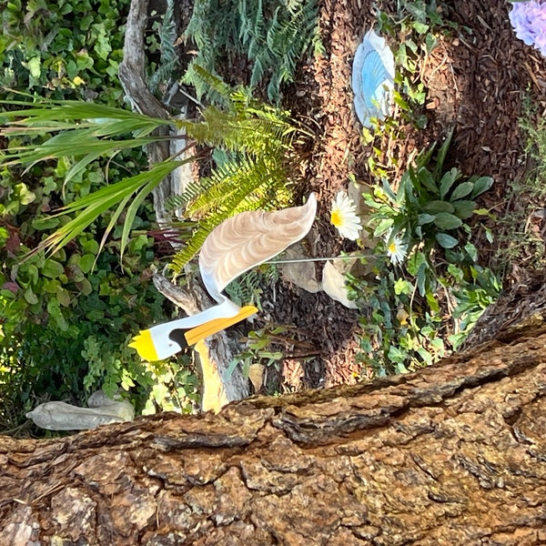 1 Large Egret Yellow Beak Bobbing Bird PVC Dancing Balancing Sculpture ...