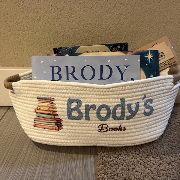 BOOK BASKET With Name for Baby Shower Baby Gift Basket Baby Girl Gift ...