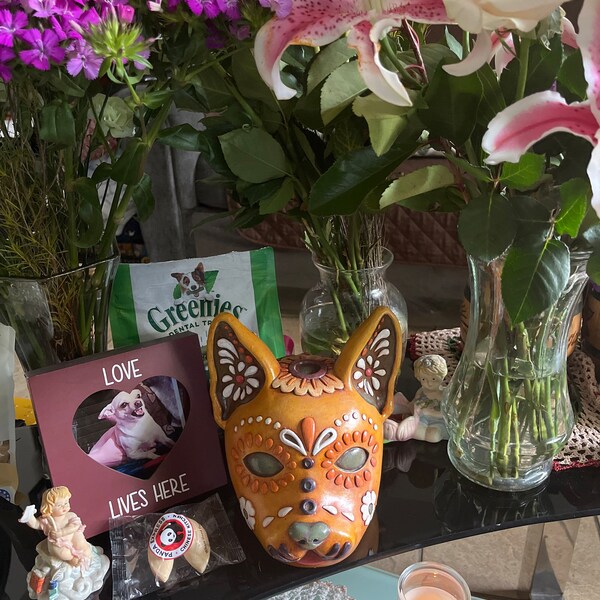 Ceramic Sugar Skull Dia De Los Muertos Black Cat II - Etsy