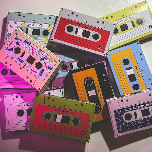 Cassette Tape Box Diy Printable Pdf With Editable Text T Card Box Etsy