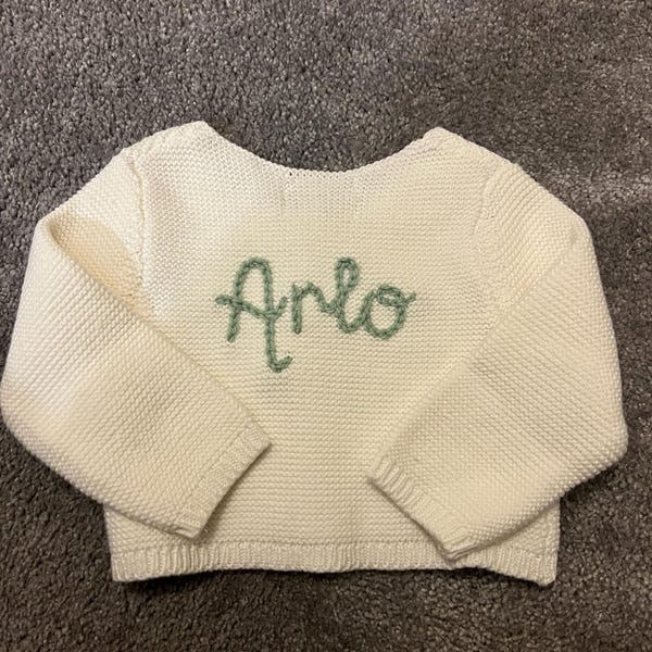 Personalised Childrens Floral Initial Jumper Hand Embroidered Name ...