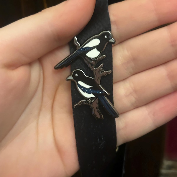Magpies Two for Joy Enamel Pin Badge, Pretty Bird Brooch, Gift Pin ...
