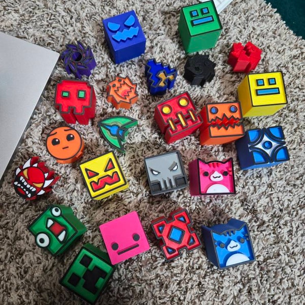 Geometry Dash Toys, 3D Printed Cubes, Geometry Dash Icons, Cake Toppers ...