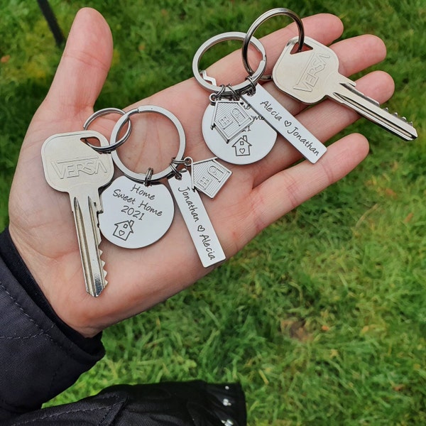 Personalised New House Keyring Home Sweet Home Housewarming Gift Couple ...