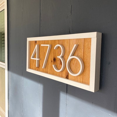 Double Decker Cedar House Numbers Cedaraddress Sign Black - Etsy