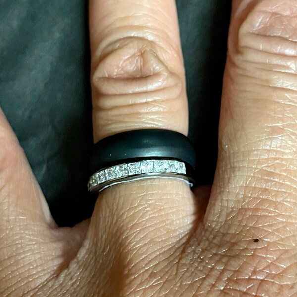 3mm Half Eternity Band Ring Invisible Princess Cut Simulated Diamond CZ ...