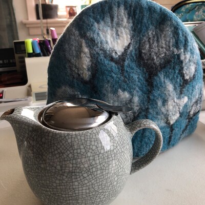 Large Wet Felted Tea Cosy Dusky Pink Dandelion Clocks Unique Gift for ...