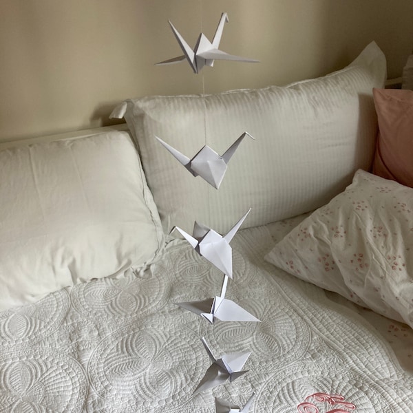 Origami - String of White Paper Cranes - Eco Friendly - Children ...