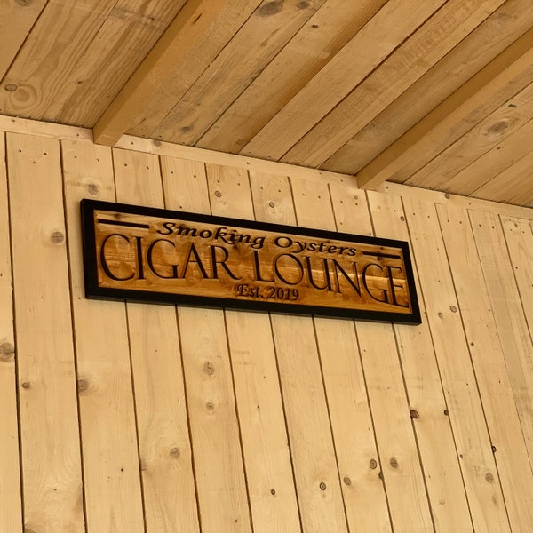Personalized Cigar Lounge Sign / Custom Bar Sign Rustic Wedding Decor ...