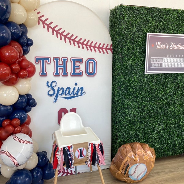 Baseball Arch Backdrop Cover Stand Rookie Year Birthday Baby Boy Arched ...
