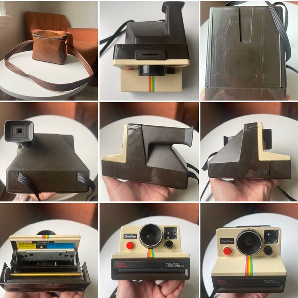 Vintage Polaroid Onestep SX-70 White Rainbow Stripe Instant Film Camera ...