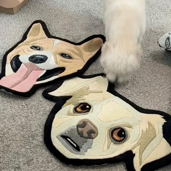 Personalized Pet Portrait Tufted Rug Handmade Dog Rug Custom Dog ...