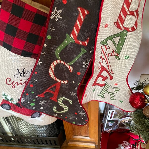 Personalized Christmas Stocking - Festive Name Stocking - 2 Color ...