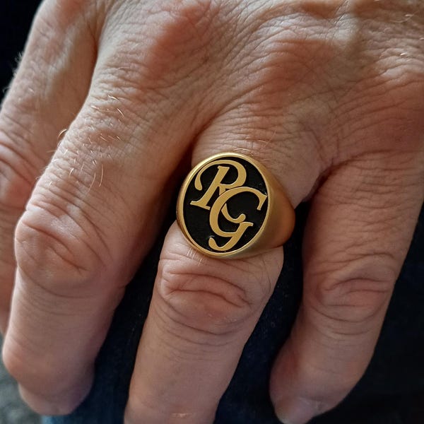 Personalized Initial Signet Ring, Custom Monogram Signet Ring, Engraved ...