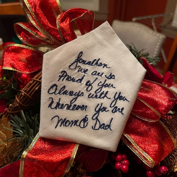 Handwritten Custom Keepsake Handkerchief, Message Memento Personalized ...