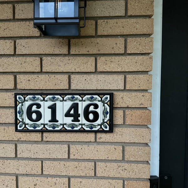 House Numbers Address Tiles Framed Set Custom Address Tiles Sign Hand ...
