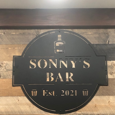 Personalized Bar Metal Sign for Home Bar, Custom Metal Bar Sign, Patio ...