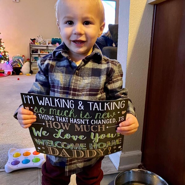 Welcome Home Walking to Daddy Sign Red White Blue Homecoming Back From ...