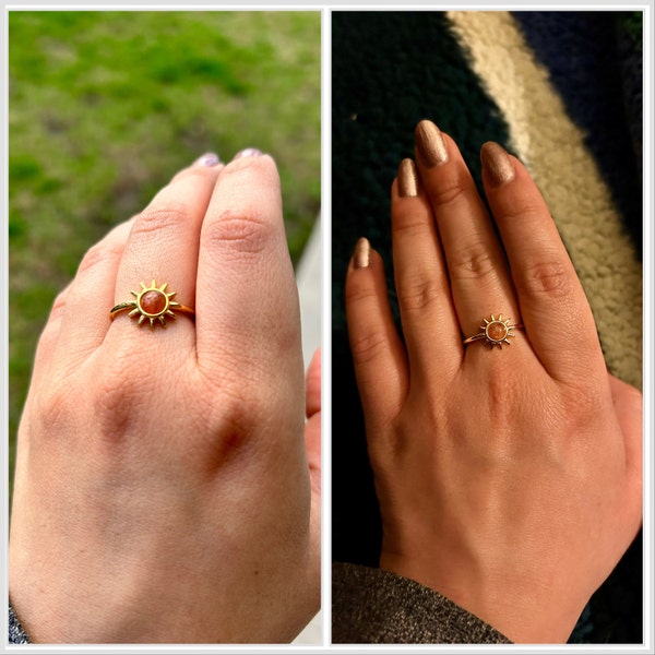 Gold Sun Ring, Sunstone Ring, Celestial Sun Ring, Tiny Sun Ring ...