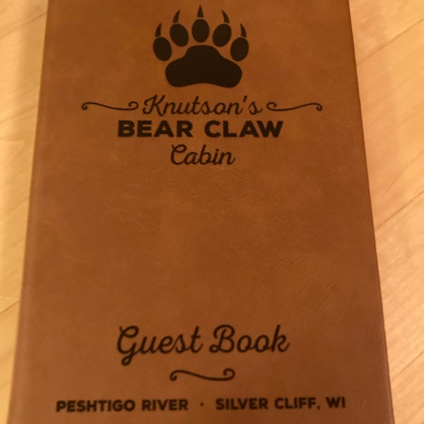 Personalized Leather Lodge Guest Book, Engraved Lined Journal ...