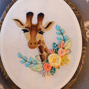 Buy Giraffe Beginner Hand Embroidery Pattern, DIY Animal Hoop Art ...