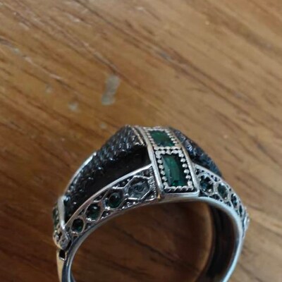 Sterling Silver 925 Emerald Handmade Ring, Ottoman Style Ring, Silver ...
