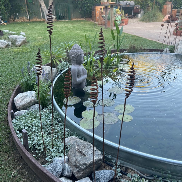 Rusty Metal Finials Set of 6 Garden Stakes Weathered Outdoor Yard ...