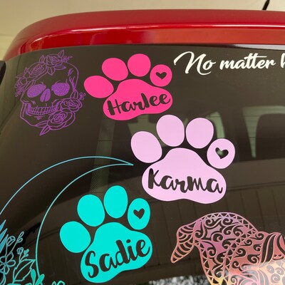 Custom Paw Name Decal Personalized Pet Vinyl Sticker Unique Pet Label ...