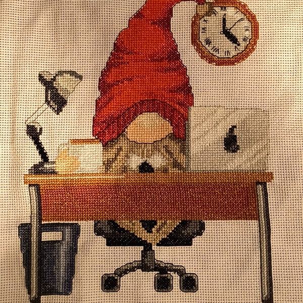 Office Gnome, Cross Stitch Pattern, Office Cross Stitch, Gnomes Cross ...
