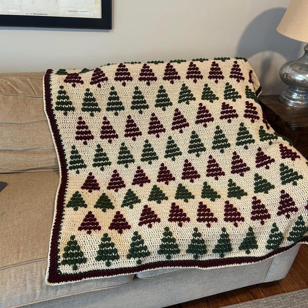Little Christmas Trees Blanket, Christmas Blanket PDF Crochet Pattern ...