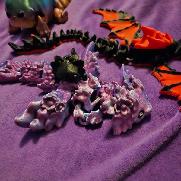 Articulated Axolotl Dragon 3D Printed Winged Fidget Toy, Flexi Design a ...