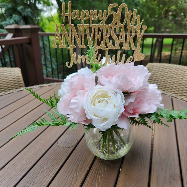 Custom Happy Anniversary Cake Topper, 25th Wedding Anniversary ...