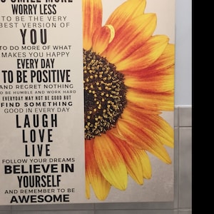 Inspirational Poster 4 Girls Dorm Room Sunflower Decor | Etsy