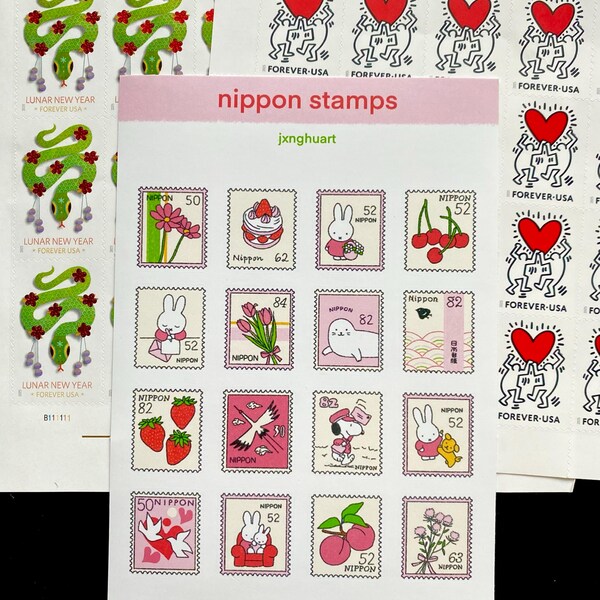 Japanese Nippon Stamps Sticker Sheet - for Bullet Journal, Bujo ...