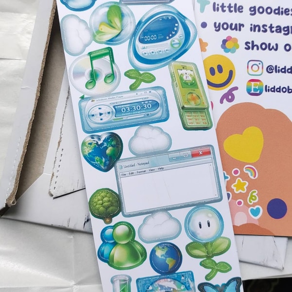 Frutiger Aero Deco Sticker Sheet Matte Vinyl Sticker Cute Sticker Deco ...