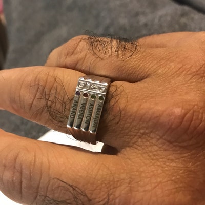 Dad Ring With Birthstones Names Father's Day Ring Engraved Personalized ...