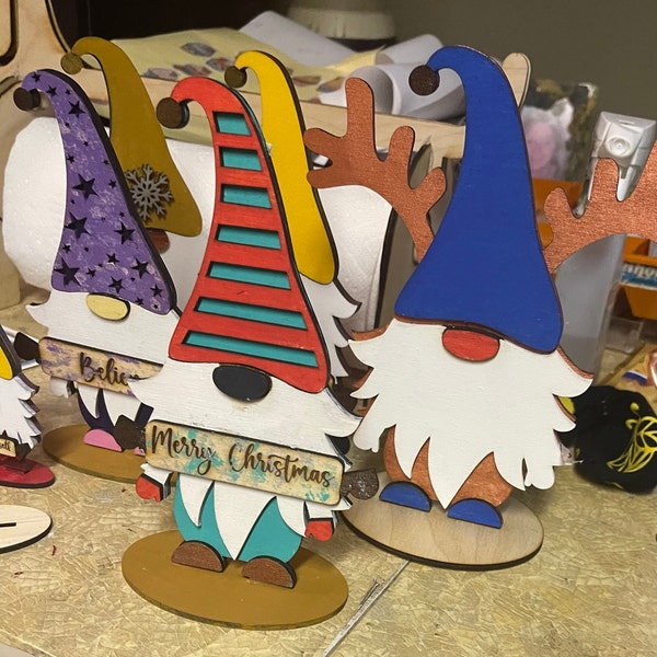 DIGITAL FILE, Set of 9 Christmas Gnomes Bundle With Stands ...