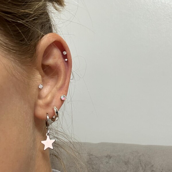 THREADLESS Push Pin Flat Back 16G/18G/20G Labret Stud,implant Titanium ...