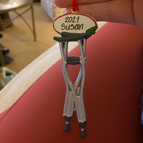 Personalized Crutches Ornament, Broken Leg Ornament, Knee Surgery ...